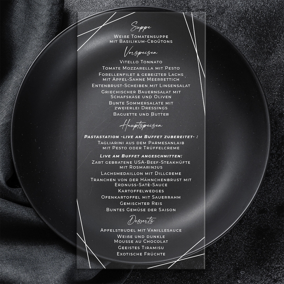 Acrylic Glass Menu / Menu / Table Decoration / Plexiglas / Wedding ...