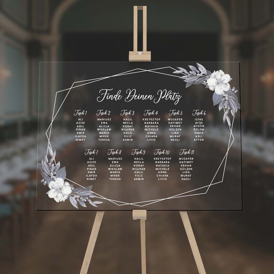Seating Plan for the Wedding Engagement Registry Office Made of Acrylic ...