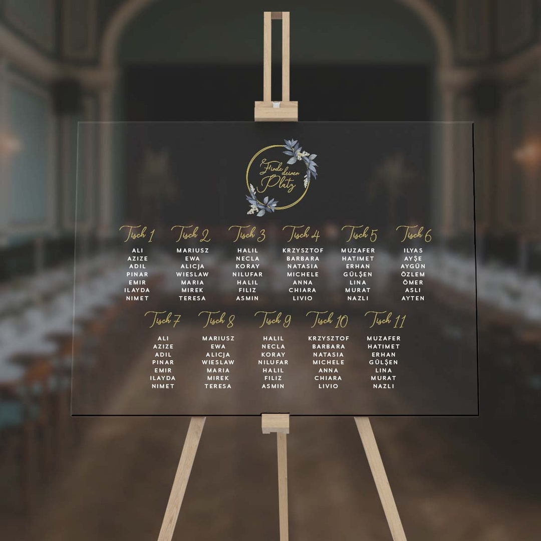 Seating Plan for the Wedding Engagement Registry Office Made of Acrylic ...