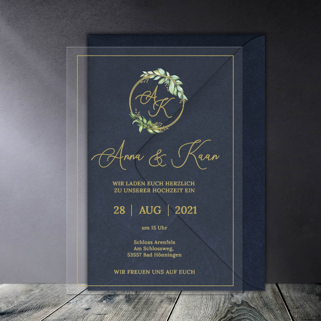 Acrylic Glass Invitation Card / Wedding Card / Save-the-date ...
