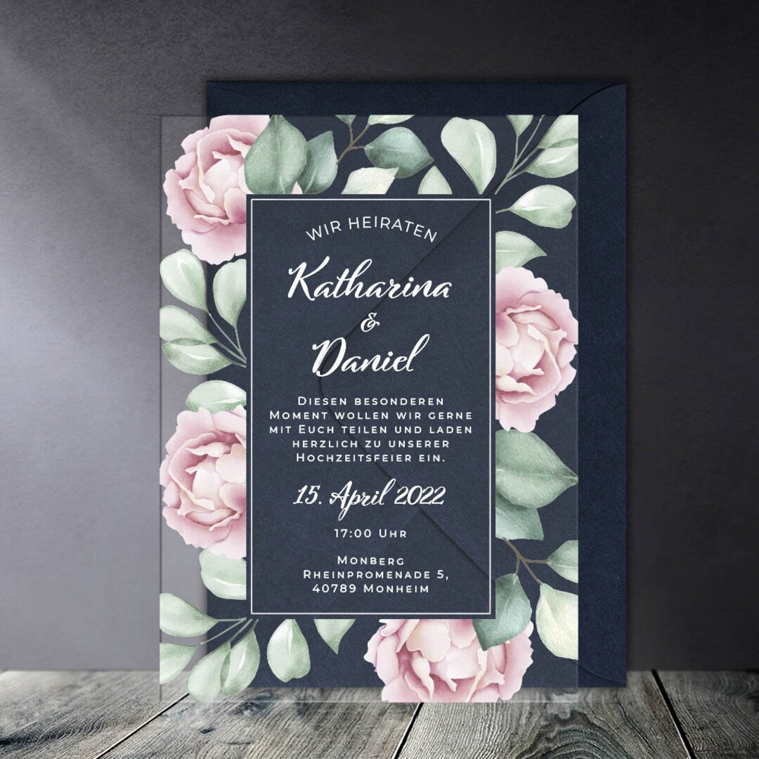 Acrylic Glass Invitation Card / Wedding Card / Save-the-date ...