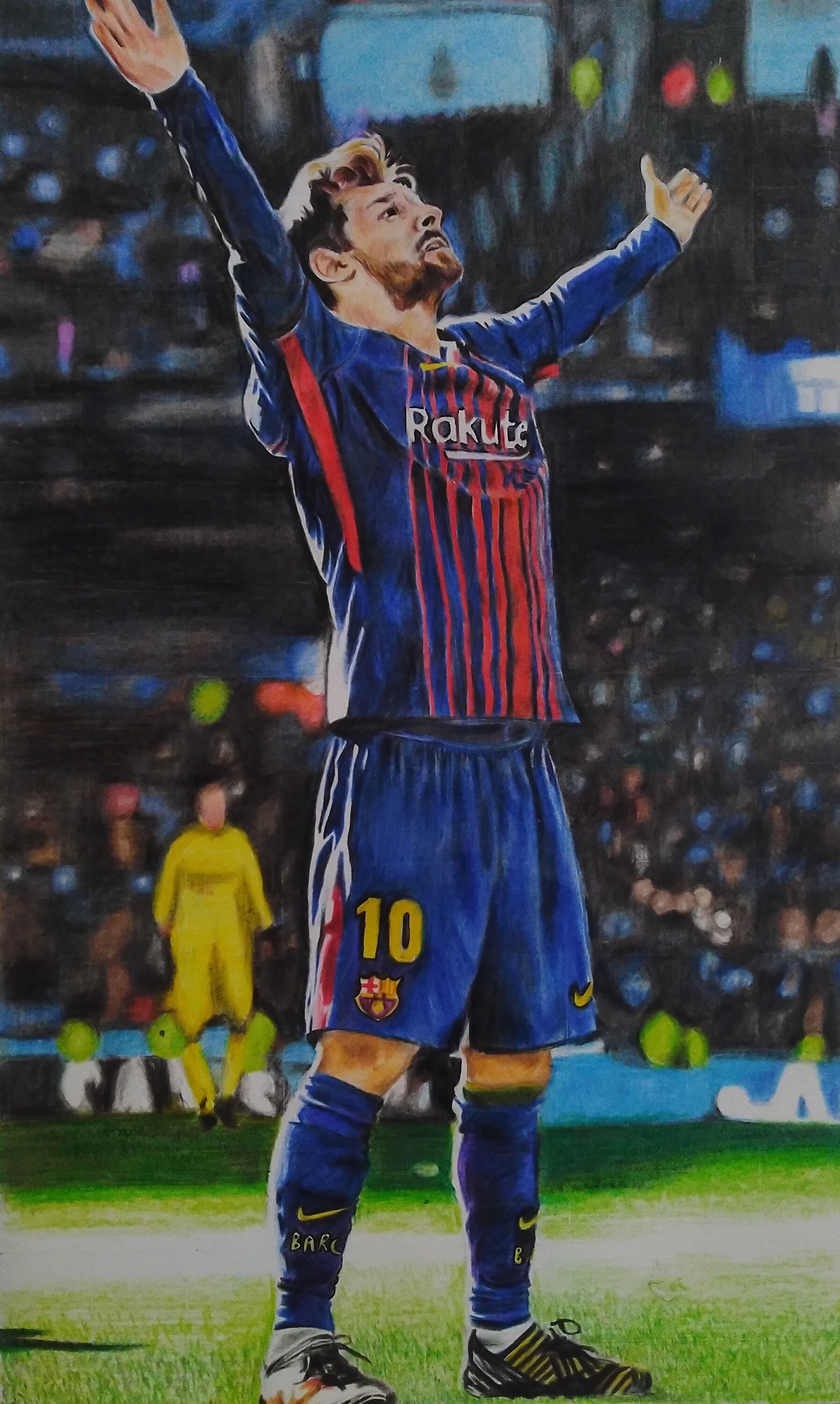 Lionel Messi pencil coloured portrait Artwork original | Etsy