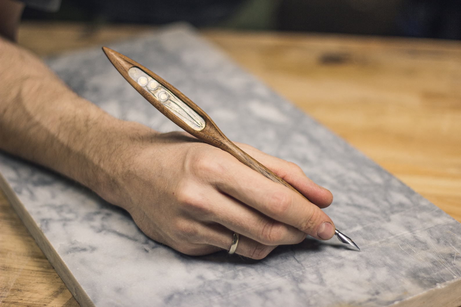 Oblique Dip Pen Holder Whis Inlay Metall Calligraphy | Etsy
