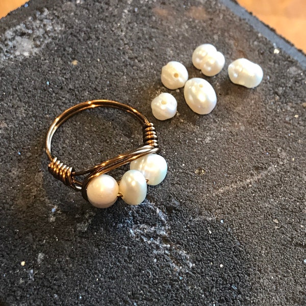 Wire Wrap Pearl Ring - Etsy