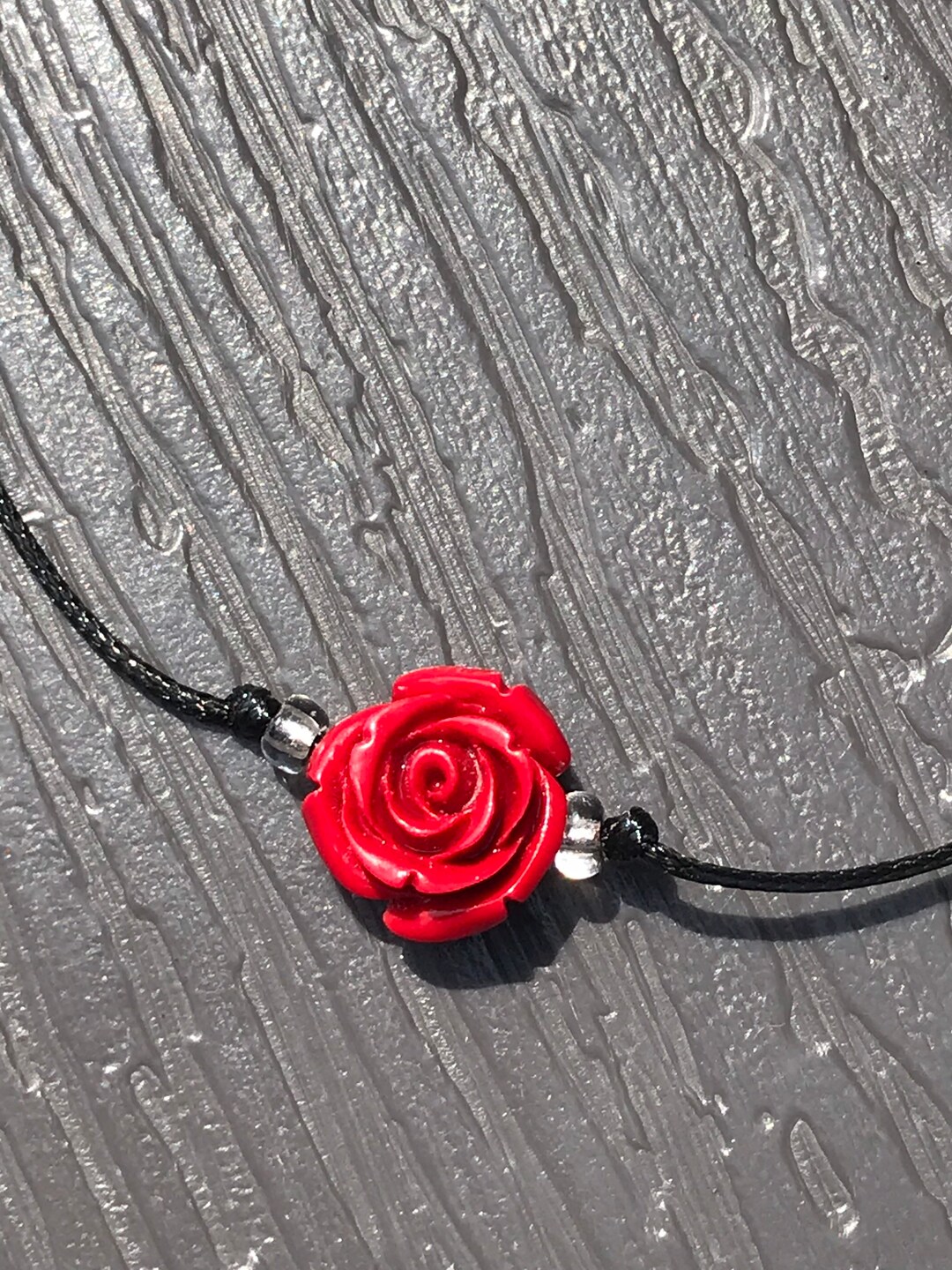 Red Rose Choker Necklace, Adjustable Choker Cord, String Necklace for ...
