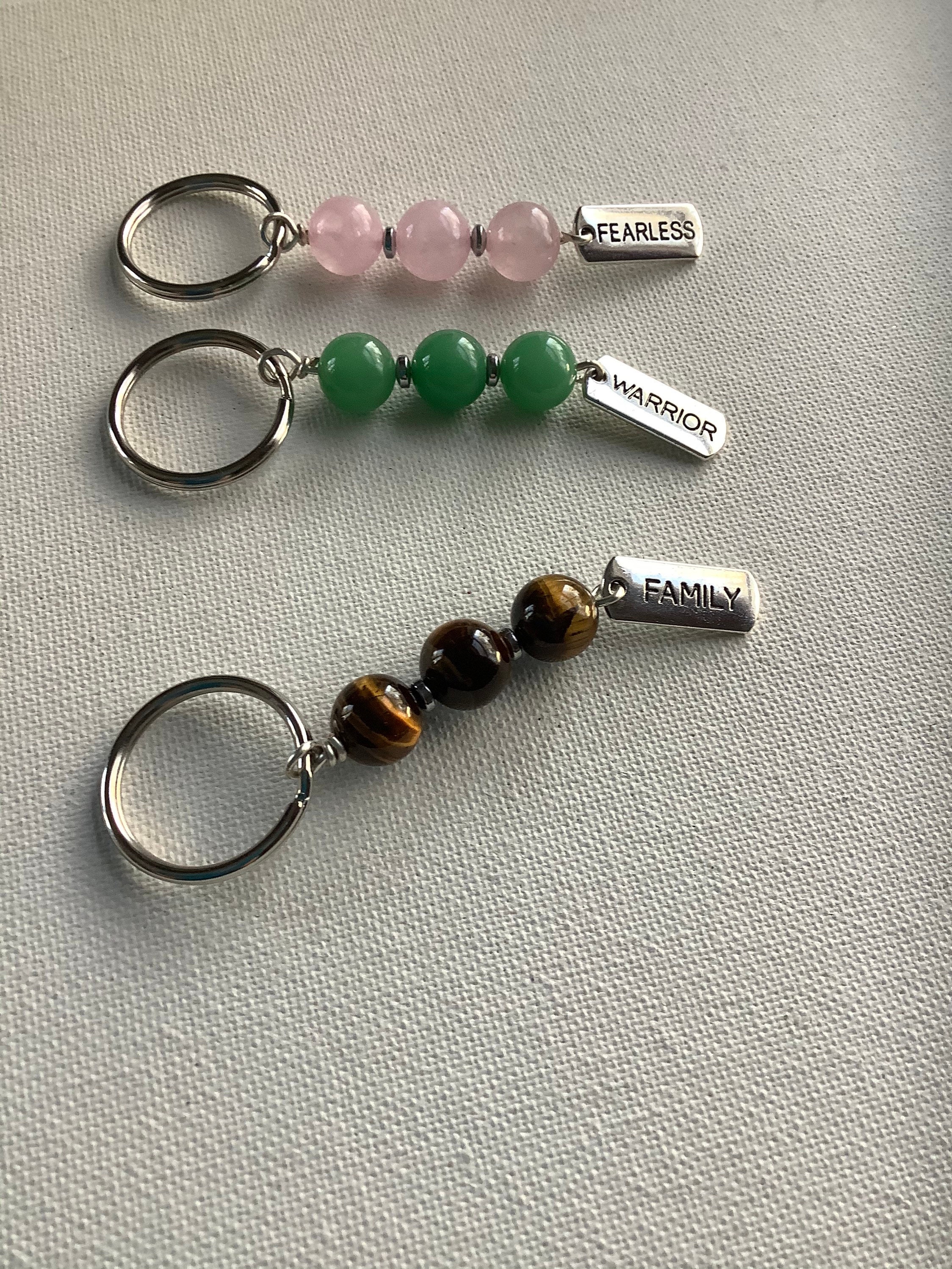Handmade Crystal Keychain: Beaded Key Chain With Positive Affirmation ...
