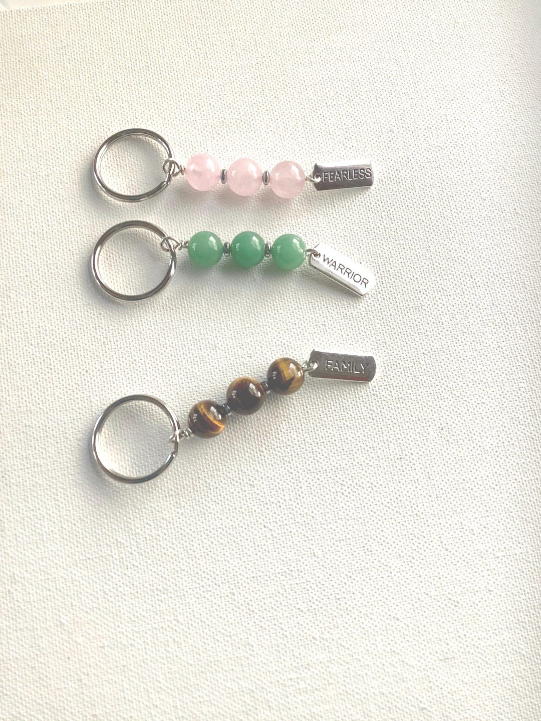 Handmade Crystal Keychain: Beaded Key Ring With Positive Saying Charm ...