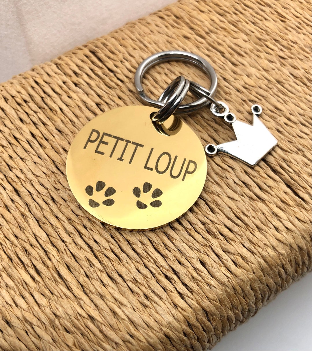 Médaillon personnalisé chien , étiquette identification chien, médaille ...