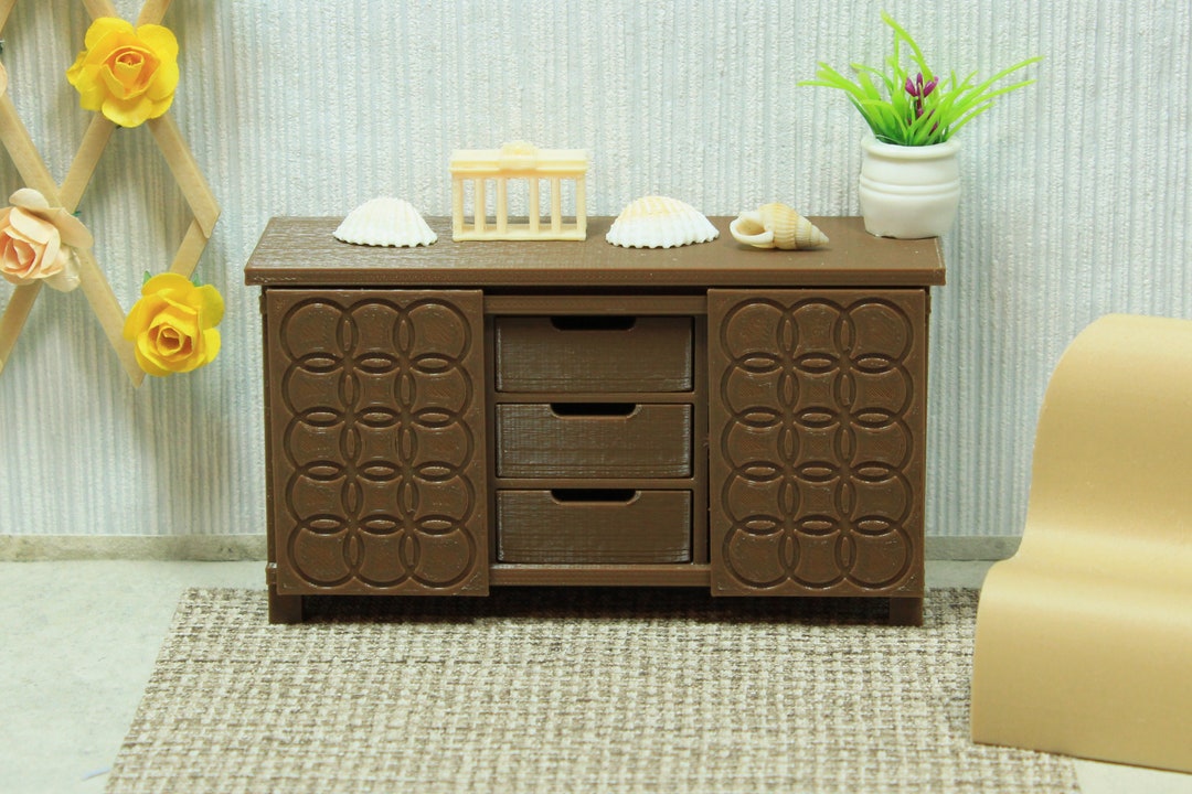 Sideboard With Slide Doors and Drawers - 3D Printed Dollhouse Furniture ...