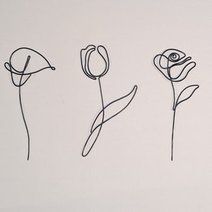 Flower Wire Wall Art Trio | Custom Handmade Decoration for Home | Calla ...