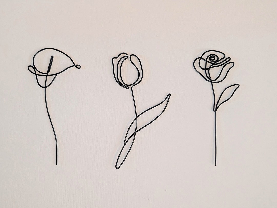 Flower Wire Wall Art Trio Custom Handmade Decoration for - Etsy