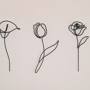 Flower Wire Wall Art Trio | Custom Handmade Decoration for Home | Calla ...
