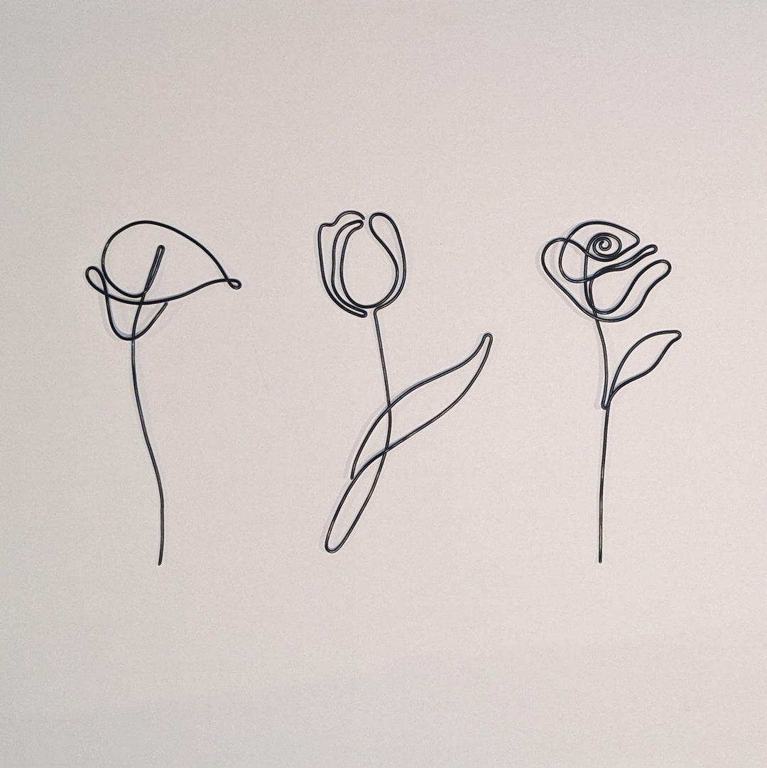 Flower Wire Wall Art Trio | Custom Handmade Decoration for Home | Calla ...