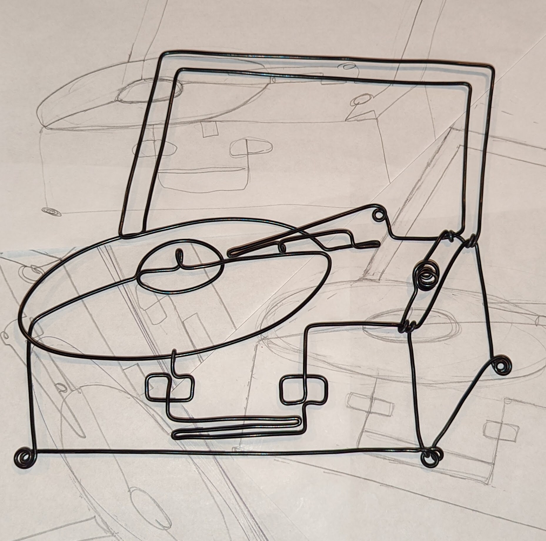 Record Player and Musical Note Wire Wall Art | Custom & Handmade Wall ...