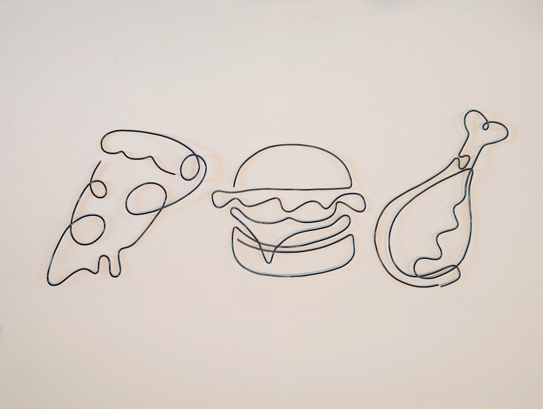 Fast Food Junkie Trio Wire Wall Art | Handmade Decoration for Kitchen ...