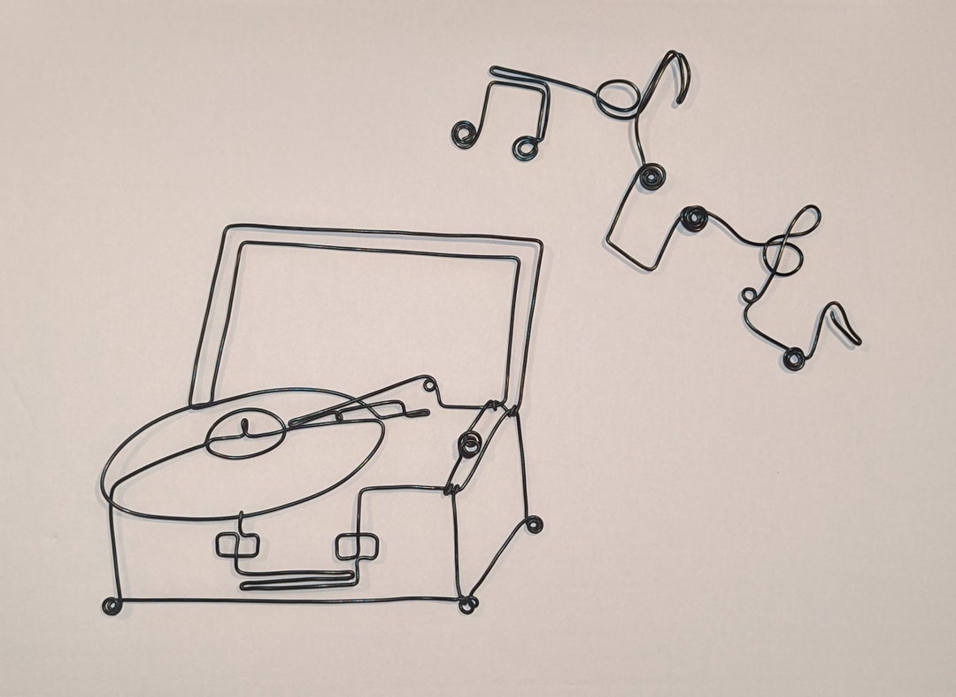 Record Player and Musical Note Wire Wall Art | Custom & Handmade Wall ...