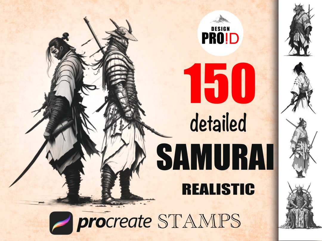 150 Procreate Samurai Stamp Set - Ninja Brushes Stencil Stamps Digital ...