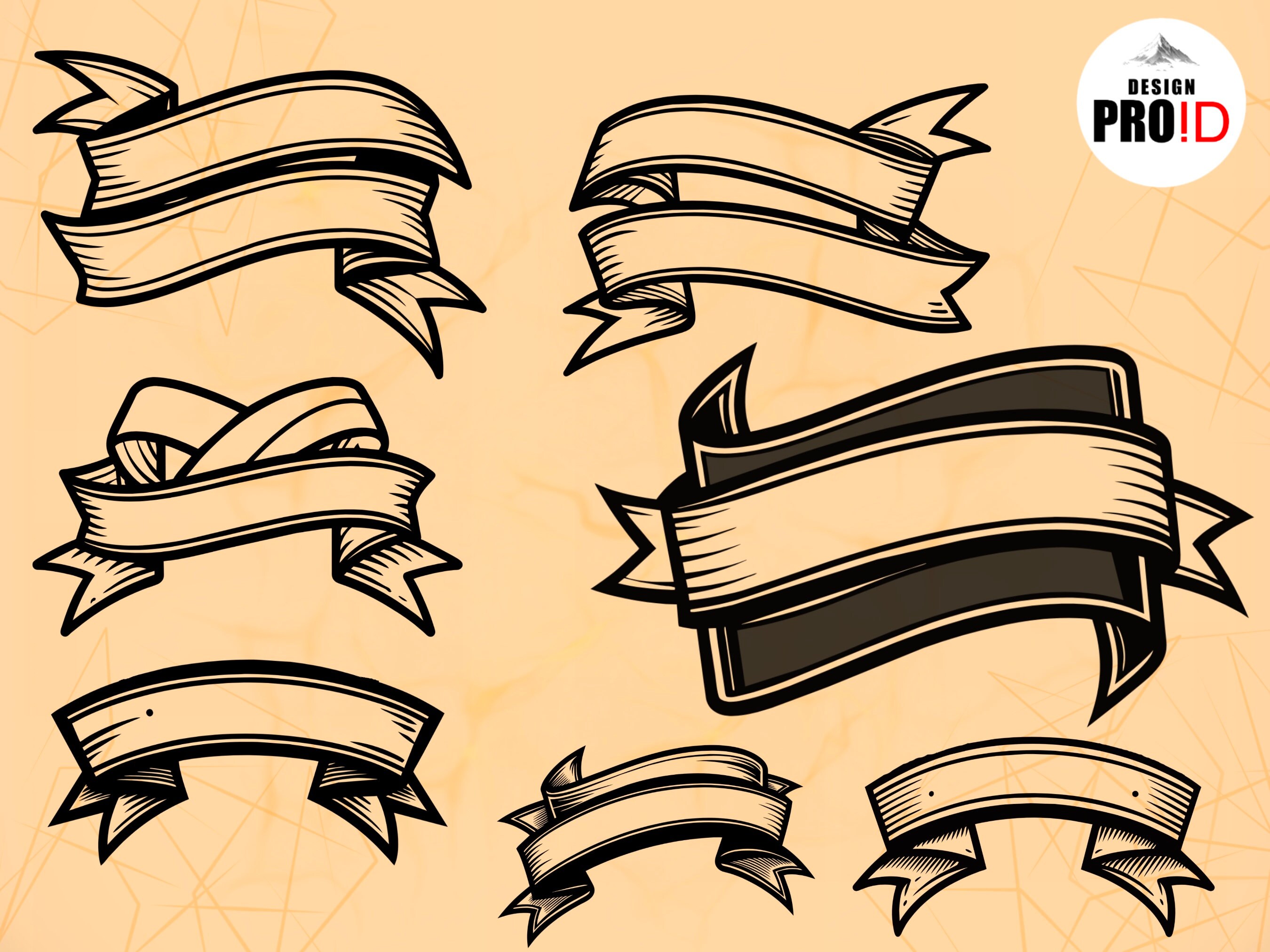 155 Traditional Banner Procreate Stamp - Set Banner Ribbon Brush Stamps ...