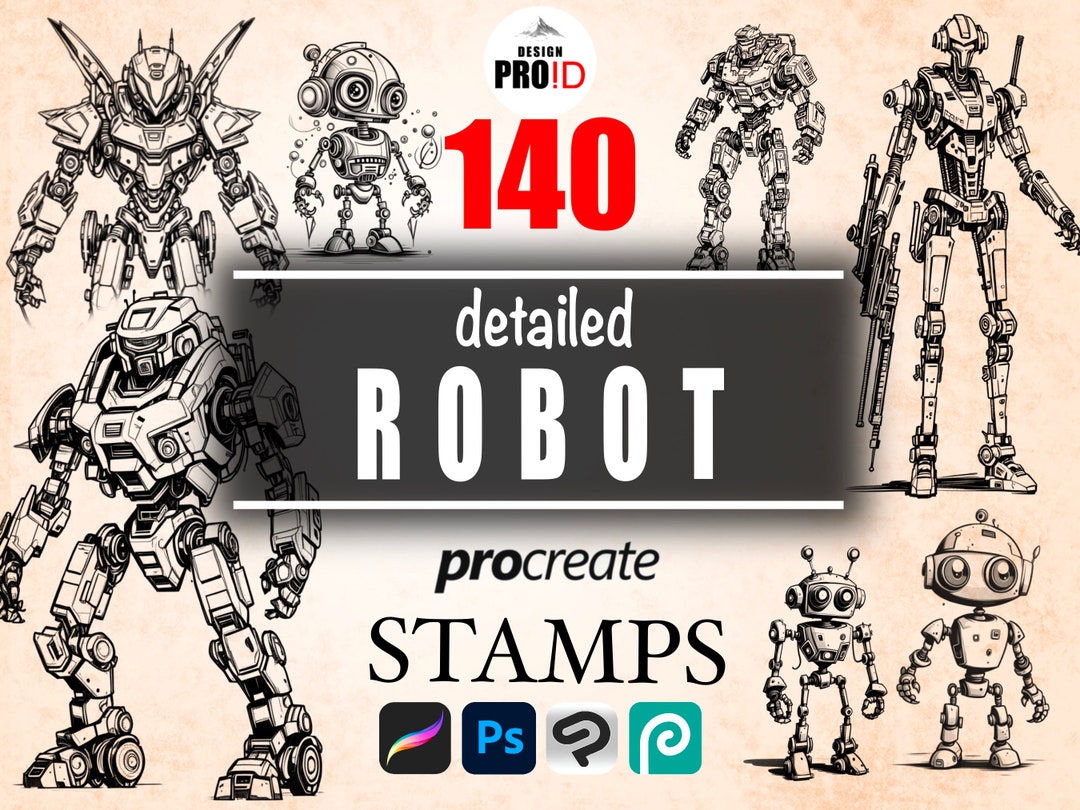 140 Robot Procreate Stamps - Create Stunning Graphics With Procreate ...