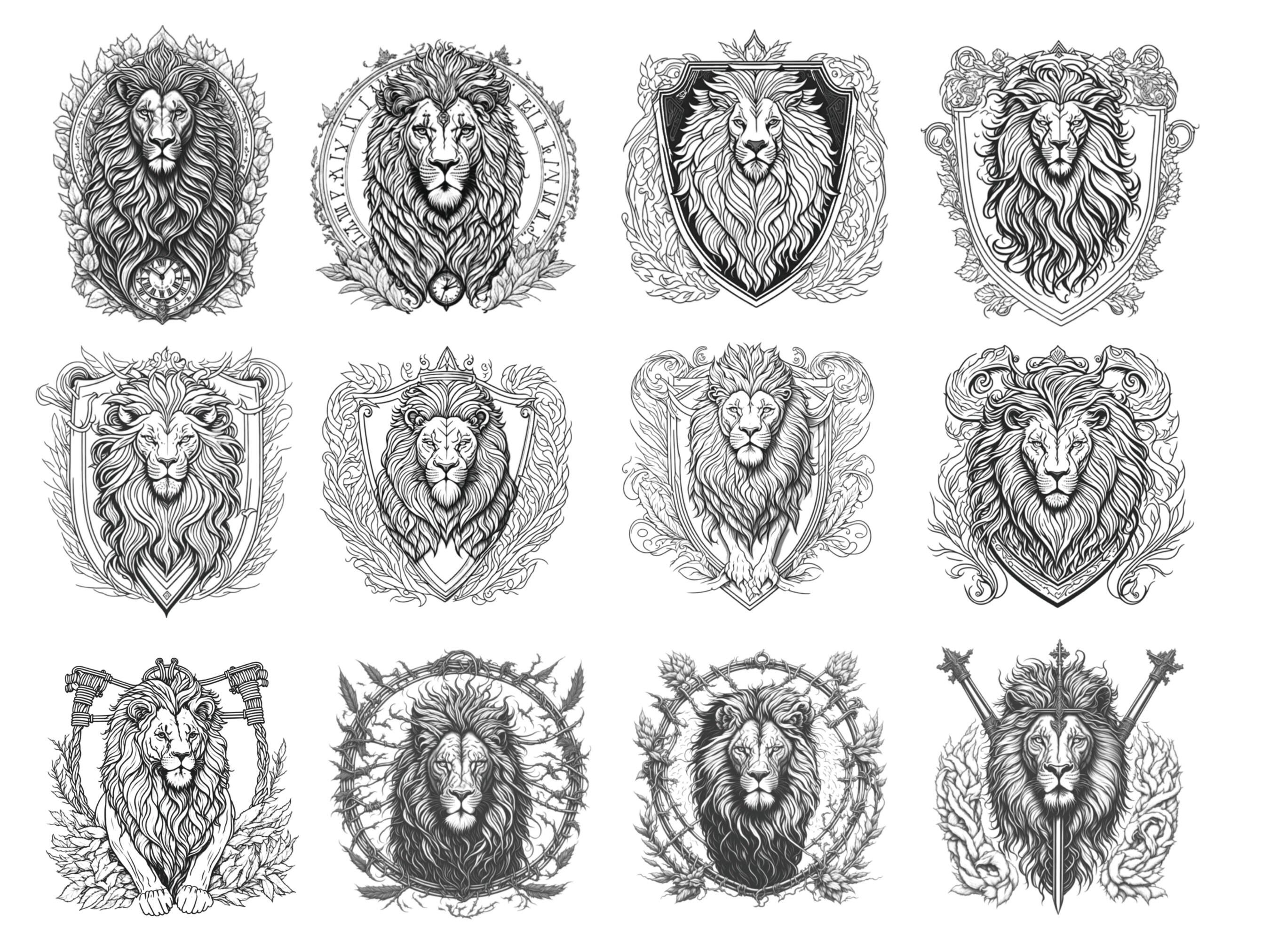 110 Lion Procreate Stamp Brushes Wildlife Animal Procreate - Etsy
