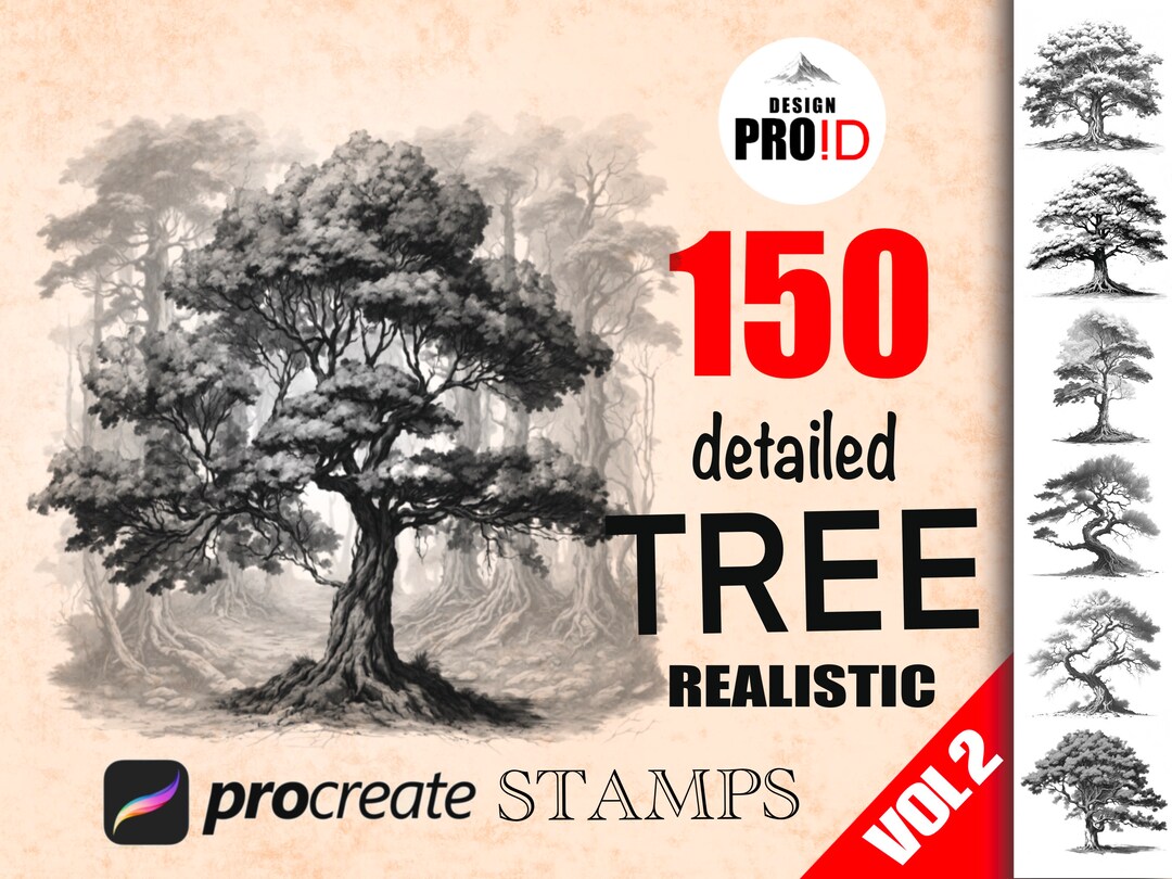 150 Tree Stamp Procreate Vol 2 - Tree Brushes - Tree Brushes Procreate ...