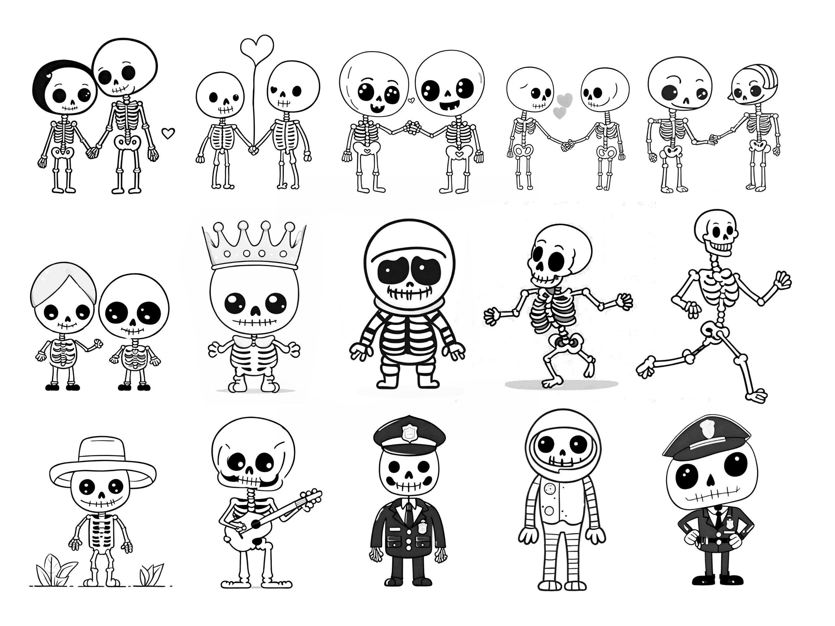 160 Skeleton Procreat Stamps | Procreate Skeleton Doodle Stamps ...