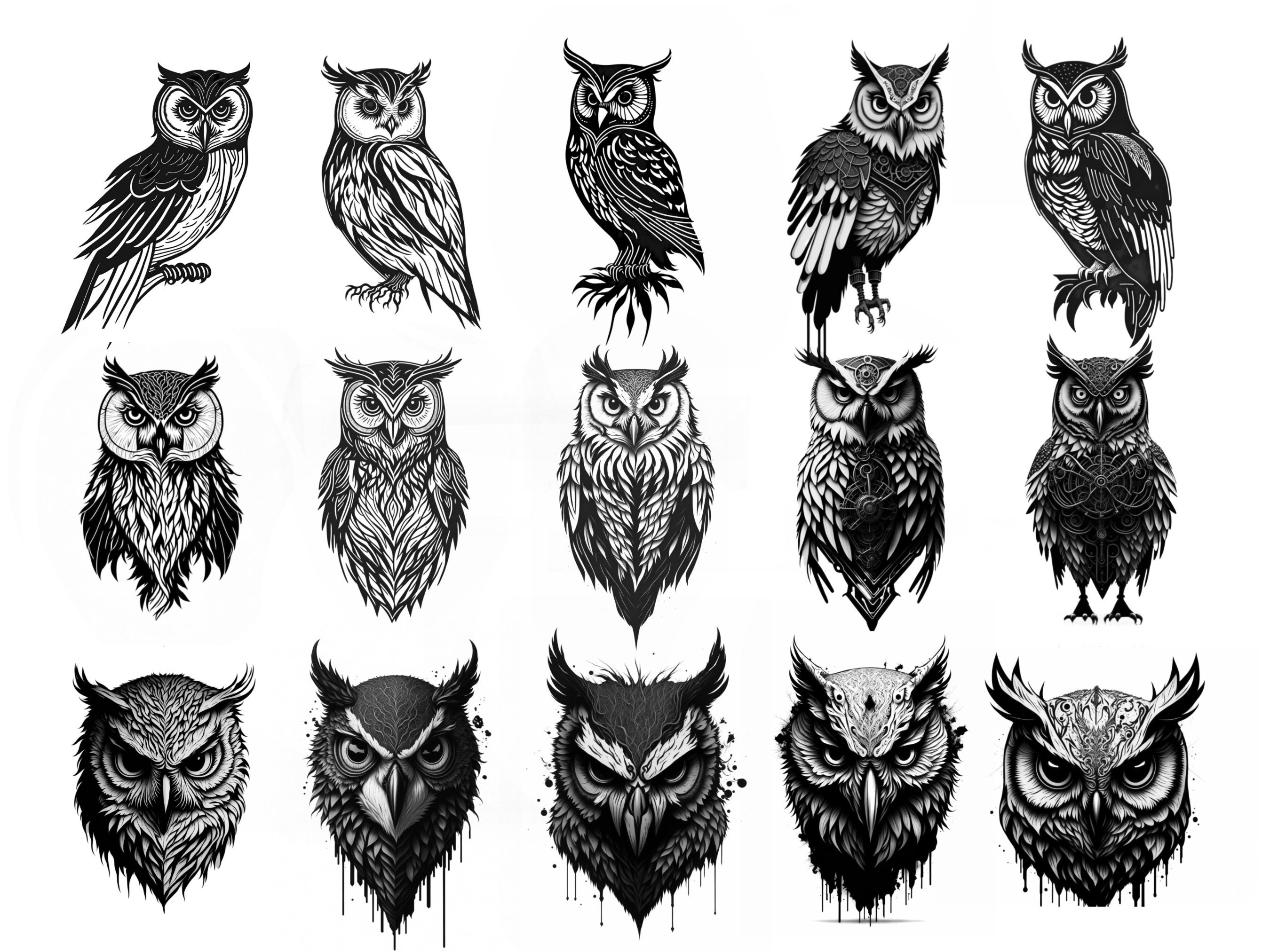 130 Owl Stamps for Procreate / Owl Stamp 130 Owl Designs Stamps Digital ...