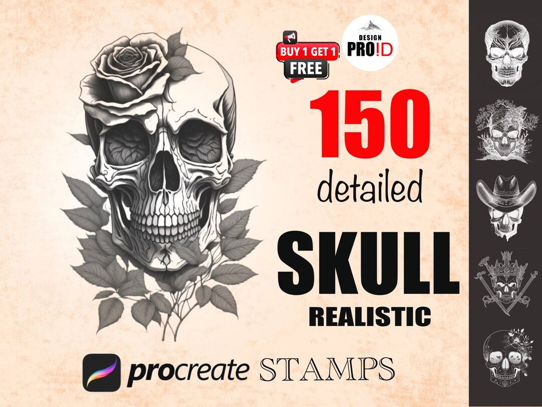 150 Skull Stamps Procreate - High-quality Set Procreate Brushes for ...
