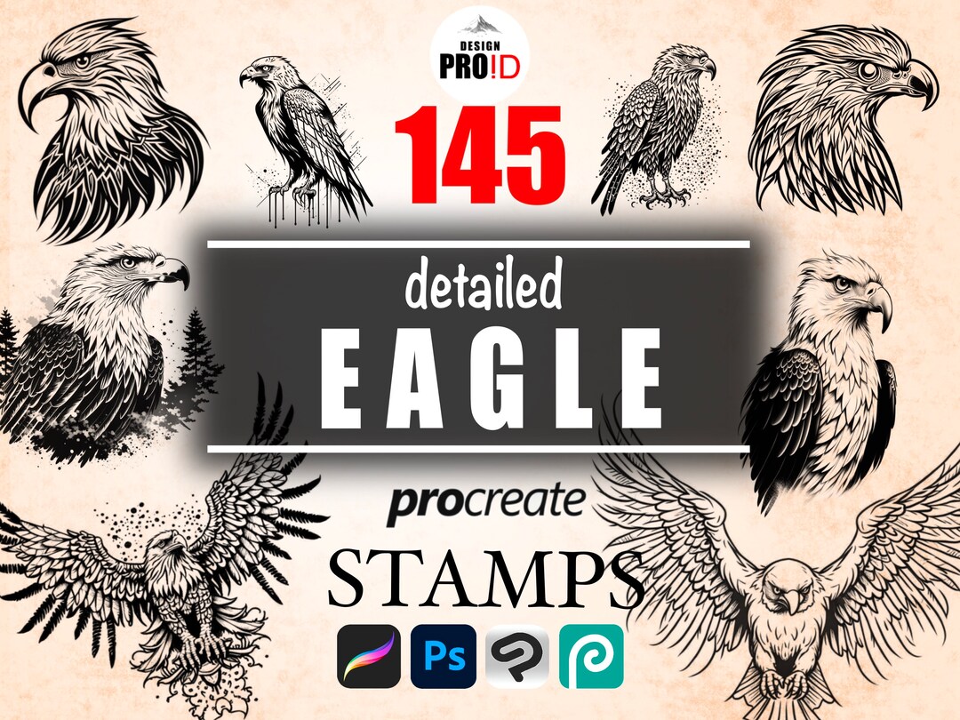 145 Eagle Stamps for Procreate, Photoshop, Clip Studio Paint, Eagle ...