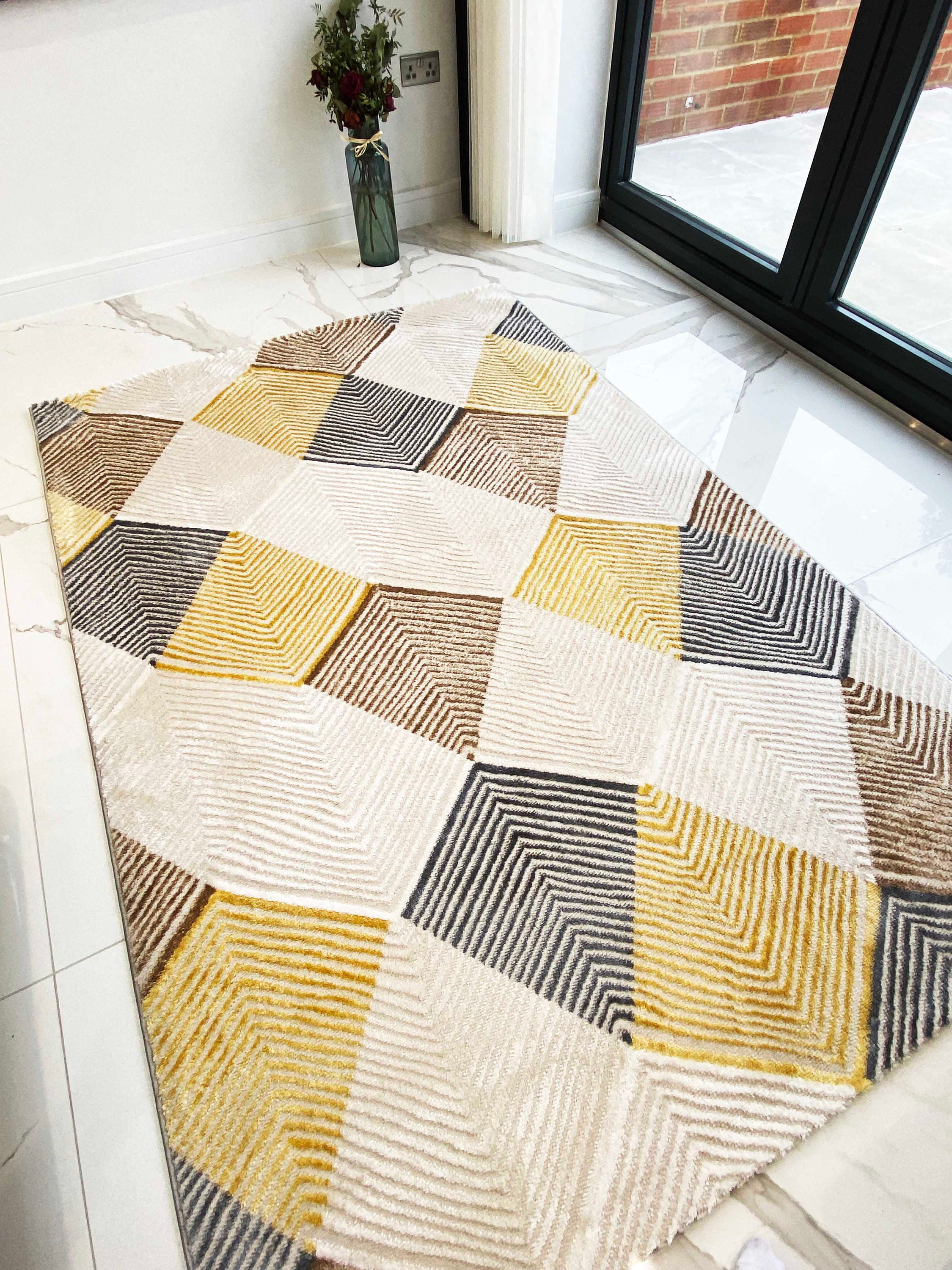 Modern Rugs Yellow Extra Large Small Livingroom Floor Carpets Mats ...