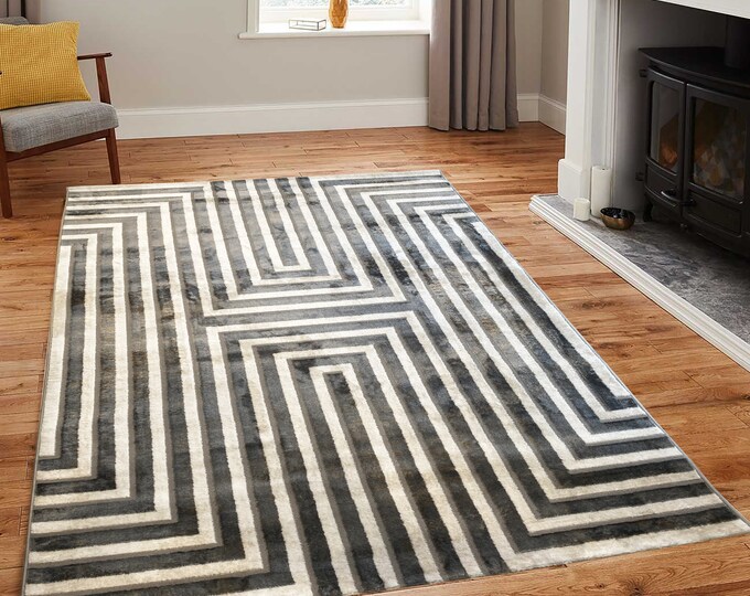 Rugs Mats Geometric Pattern Grey Colour Livingroom Rugs Modern Small ...