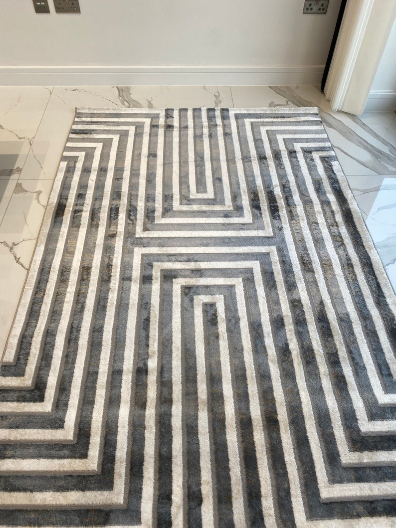 Rugs Mats Geometric Pattern Grey Colour Livingroom Rugs Modern | Etsy