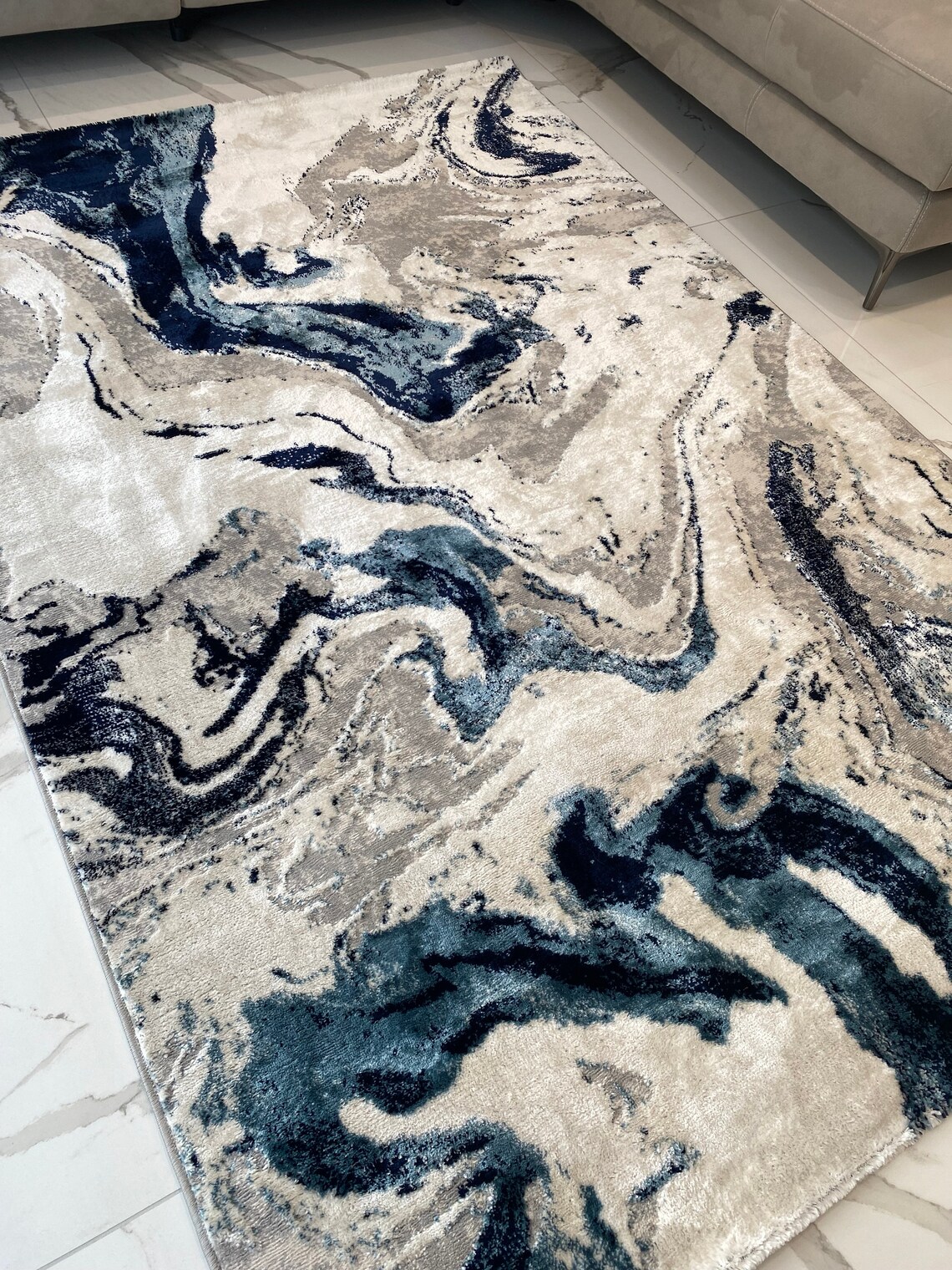 RUGS Blue Modern Abstract Small Extra Large Floor Carpets Rugs | Etsy