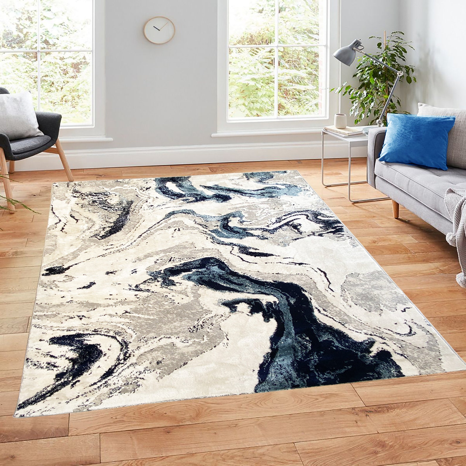 RUGS Blue Modern Abstract Small Extra Large Floor Carpets Rugs | Etsy