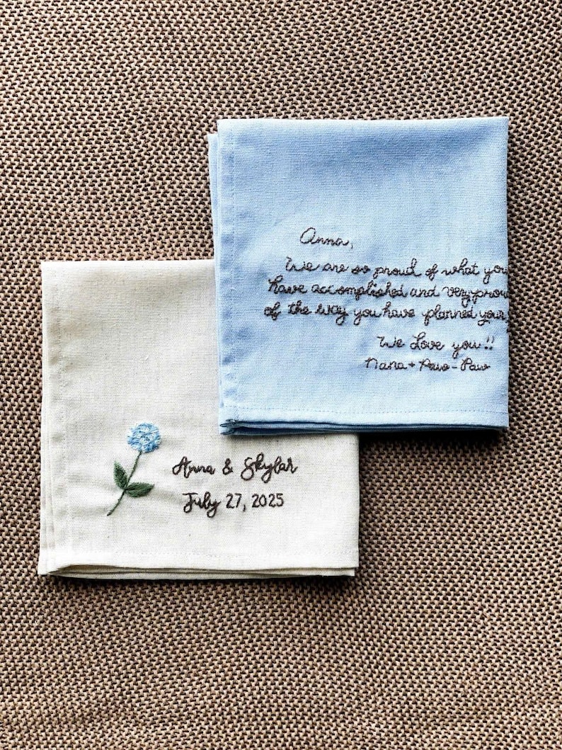 Custom Embroidered Wedding Handkerchief: Personalized Keepsake Gift - Etsy