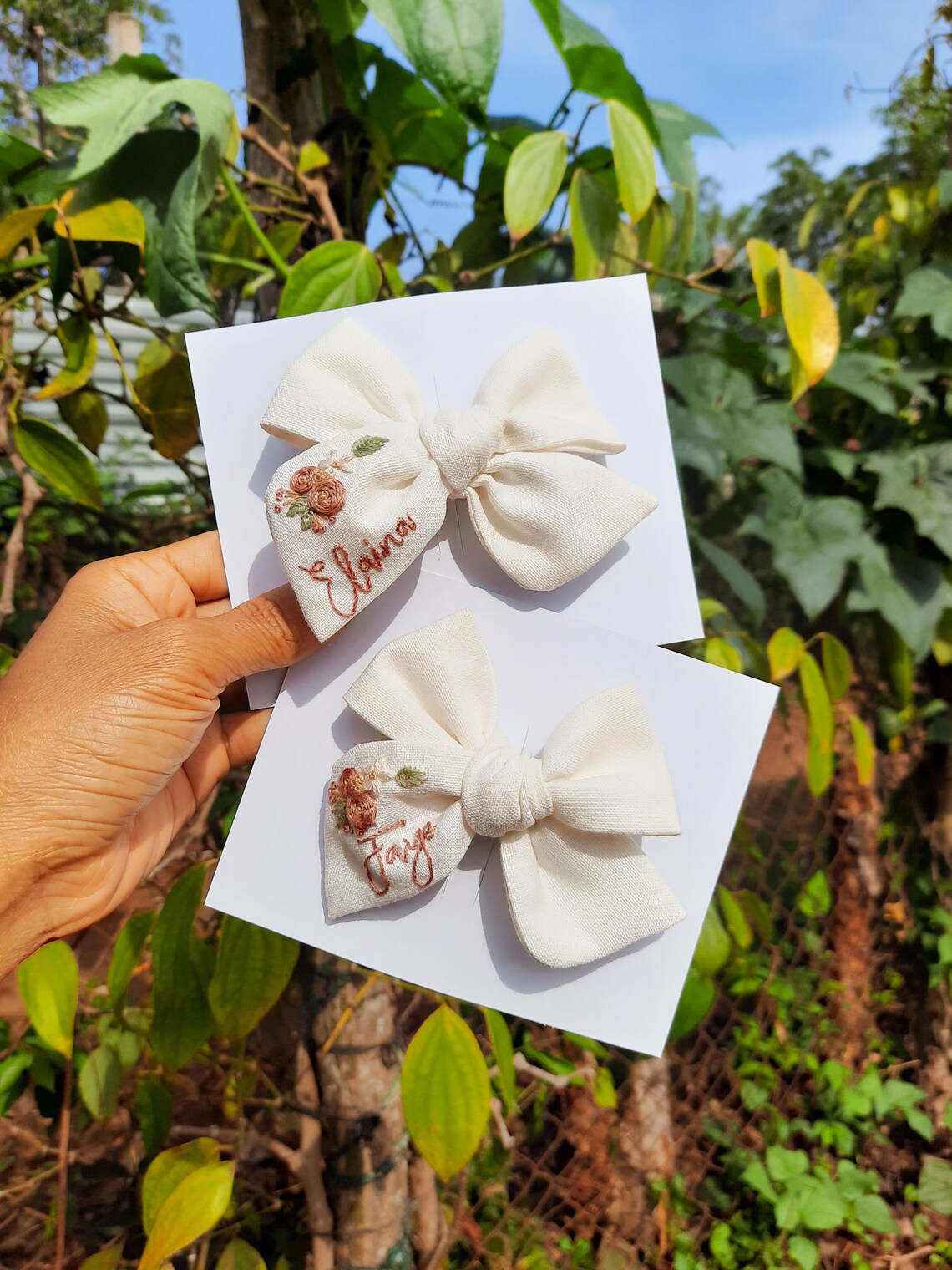 Custom Name Hand Embroidered Baby Bow Personalized Name Bow - Etsy