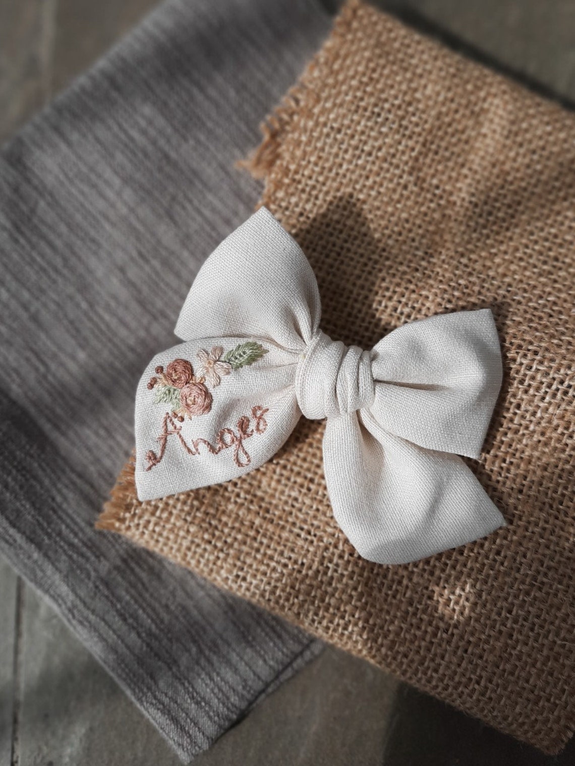 Custom Name Hand Embroidered Baby Bow Personalized Name Bow - Etsy