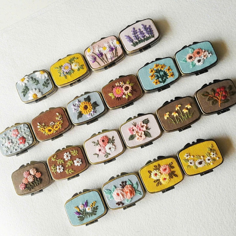 Hand Embroidered Floral Mini Jewelry Box: Keepsake Gift - Etsy