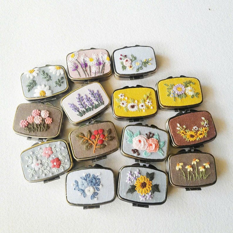 Hand Embroidered Floral Mini Jewelry Box: Keepsake Gift - Etsy