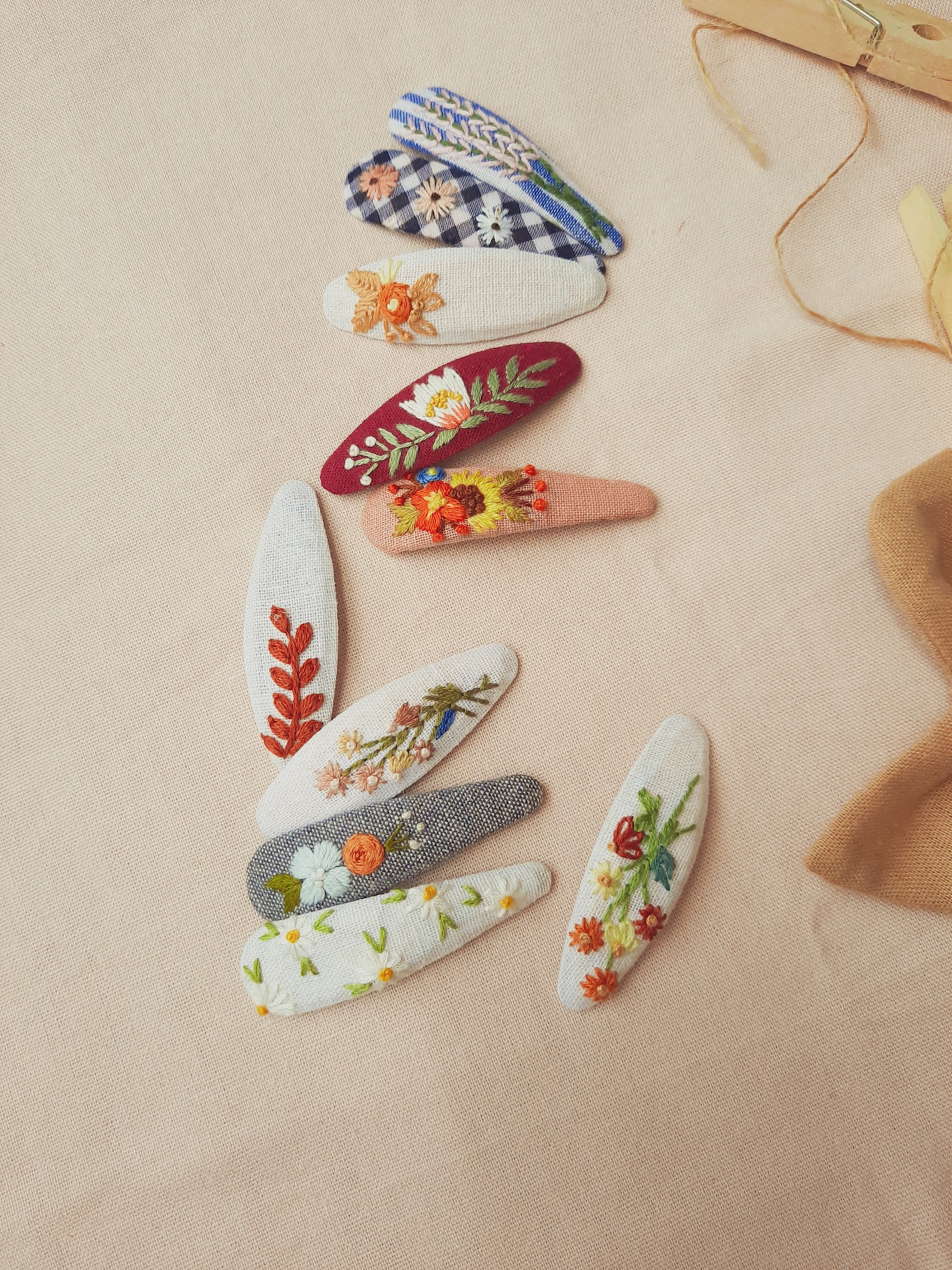 Embroidered Hair Clip Hand Embroidery Clip Hair Clip for - Etsy