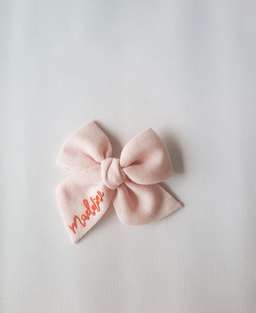 Light Pink Custom Name Hand Embroidered Baby Bow,personalized Name Bow ...