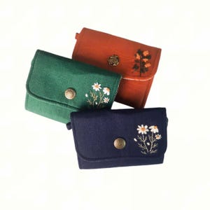 Hand Embroidered Linen Wallet for Women,personalized Wallet,custom ...