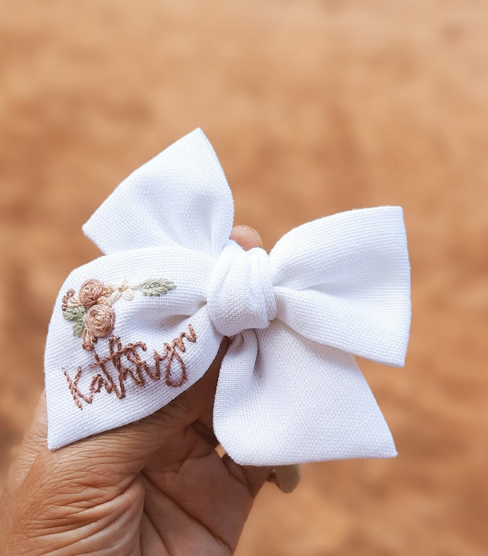 Custom Name Hand Embroidered Baby Bow Personalized Name Bow - Etsy