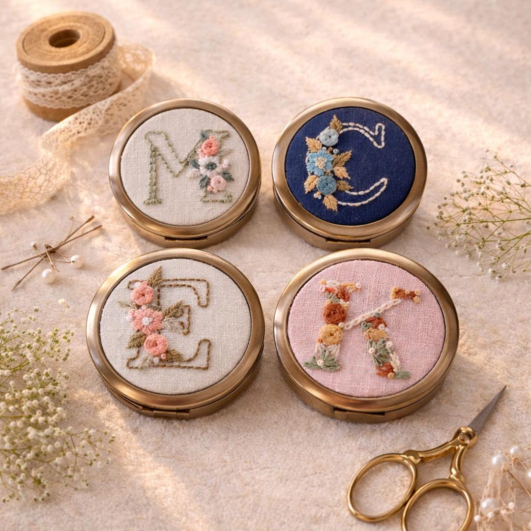 Hand Embroidered Floral Initial Jewelry Box, Personalized Wedding Gift ...
