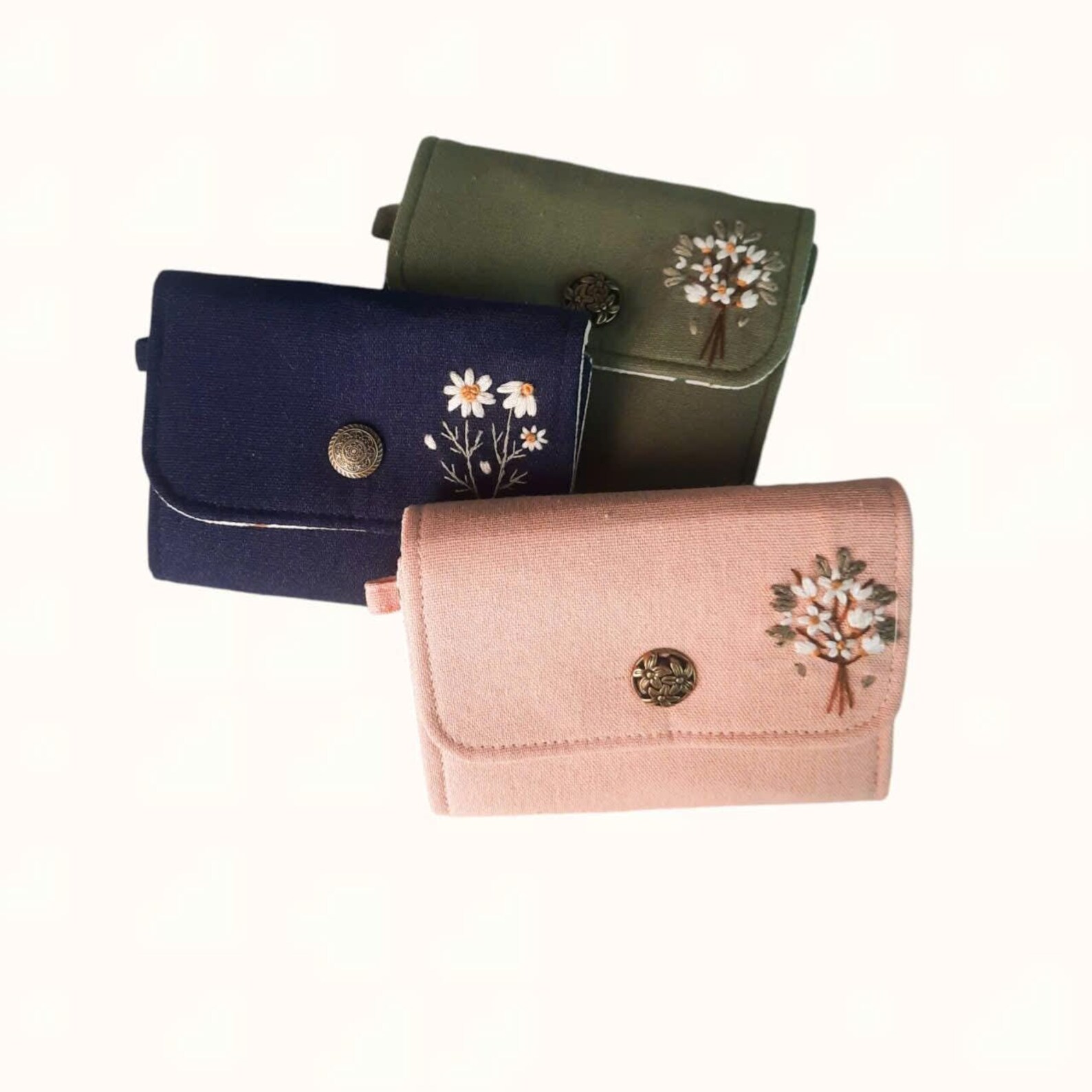 Hand Embroidered Linen Wallet for Women,personalized Wallet,custom ...