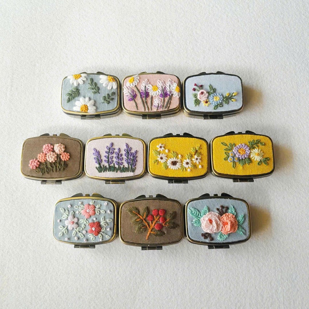 Hand Embroidered Floral Mini Jewelry Box: Keepsake Gift - Etsy