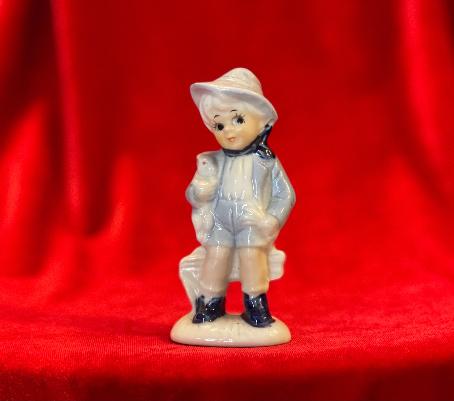 Porcelain Little Boy Figurine the Boy is Happy to Have a Bunny - Etsy