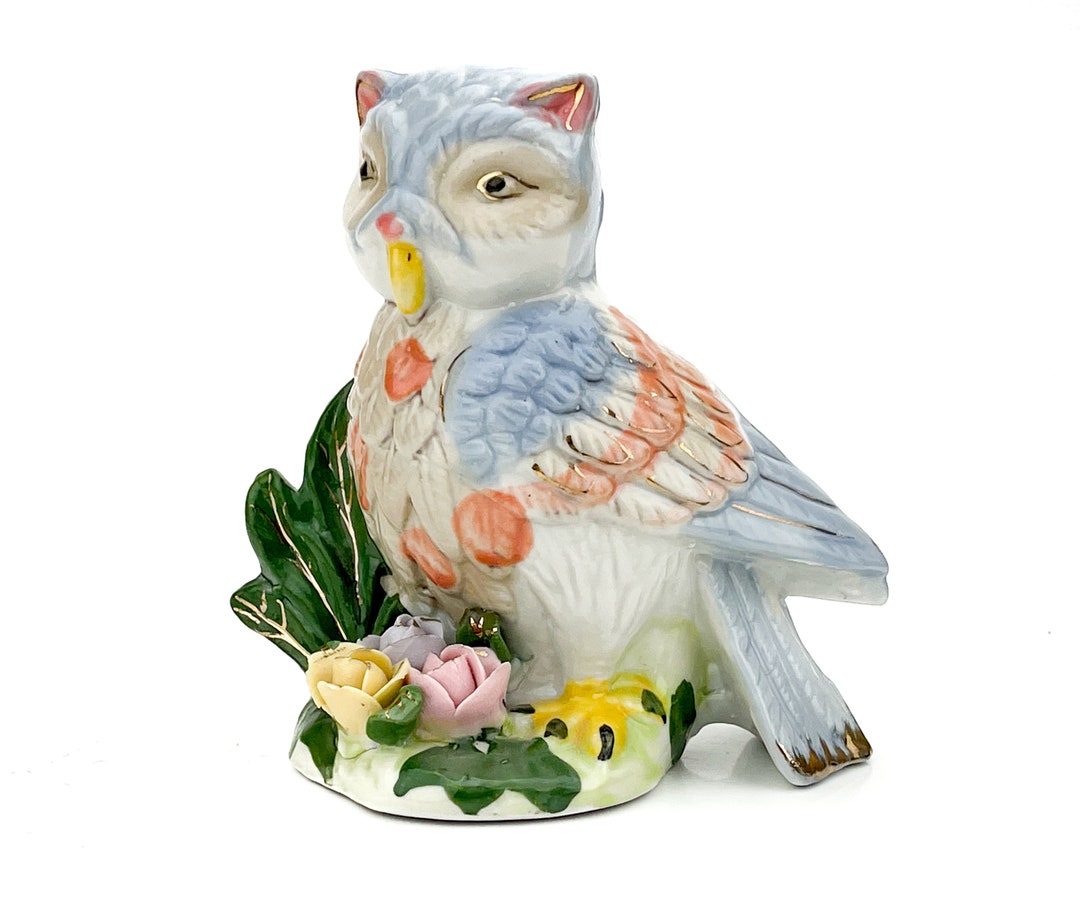 Vintage Ceramic Owl Figurine, Bird Figurine, Porcelain Owl Figurine ...