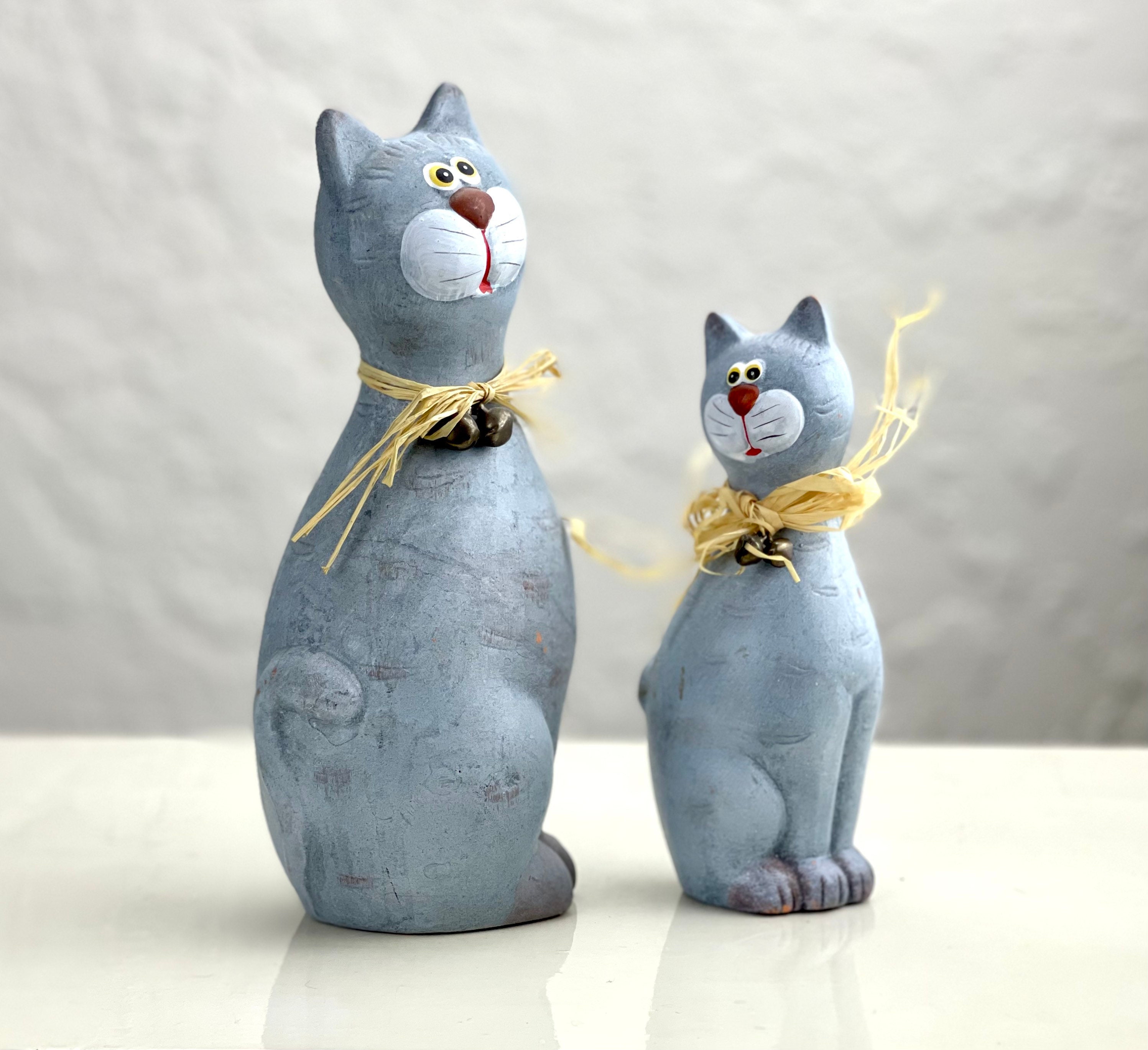 Ceramic Handmade Vintage Cats Figurines Poterry Cats Couple - Etsy