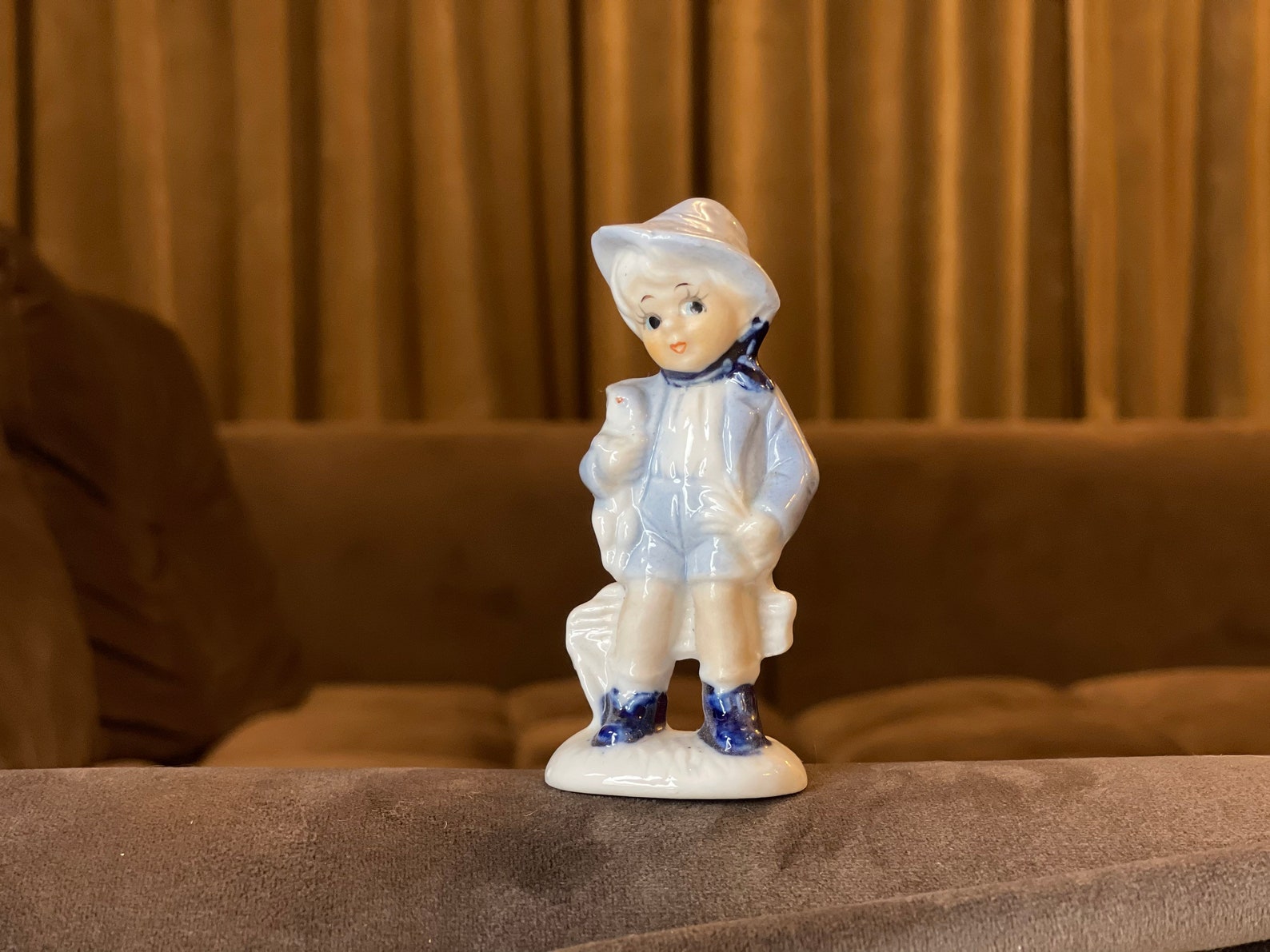 Porcelain Little Boy Figurine the Boy is Happy to Have a Bunny - Etsy